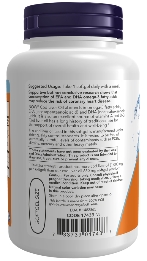 Levertran torsk (Cod Liver) - 1000 mg - 180 softgels - Now Foods – MT ...