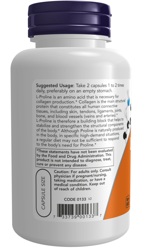 L-Prolin - 500 mg - 120 kapsler - Now Foods – MT Health GmbH