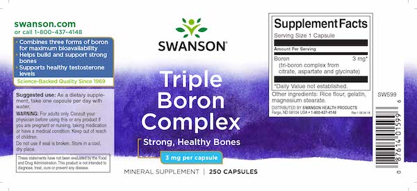 Bor (Triple Boron Complex) - 3 mg - 250 kapsler - Swanson – MT Health GmbH
